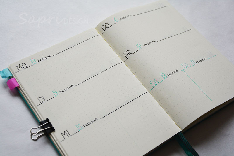 Bullet Journal Set-Up - Wochenübersicht - SAPRI-Design