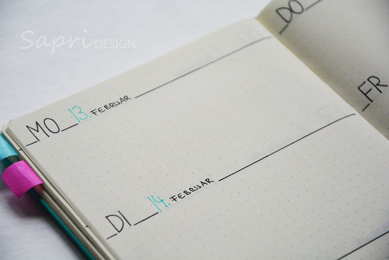 Bullet Journal Set-Up - Wochenübersicht - SAPRI-Design